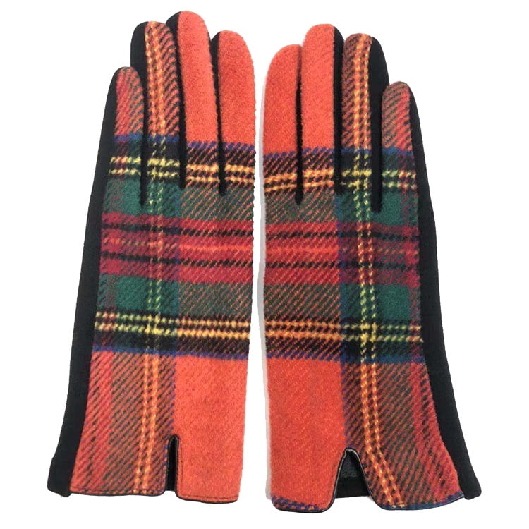 Autumn and winter Scottish wool symmetrical plaid fashion warm gloves ...