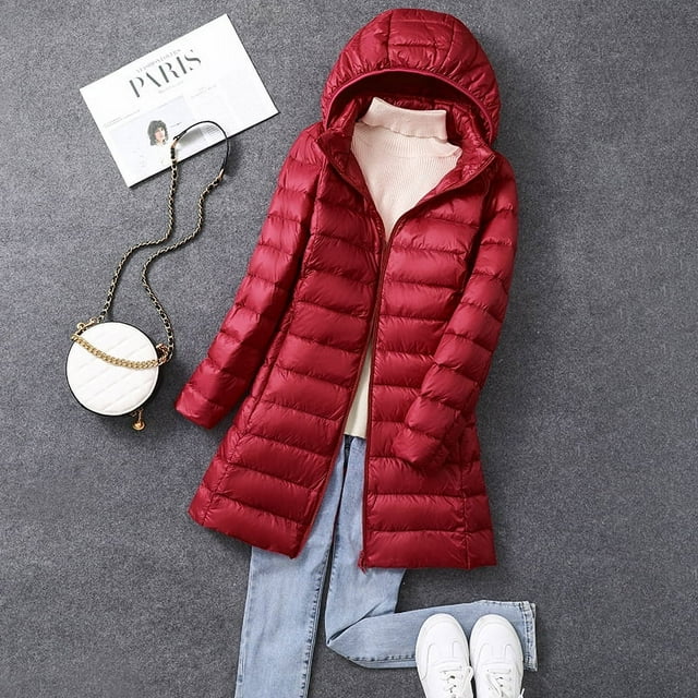 Autumn And Winter Light Down Jacket Womens Long White Duck Down Korean