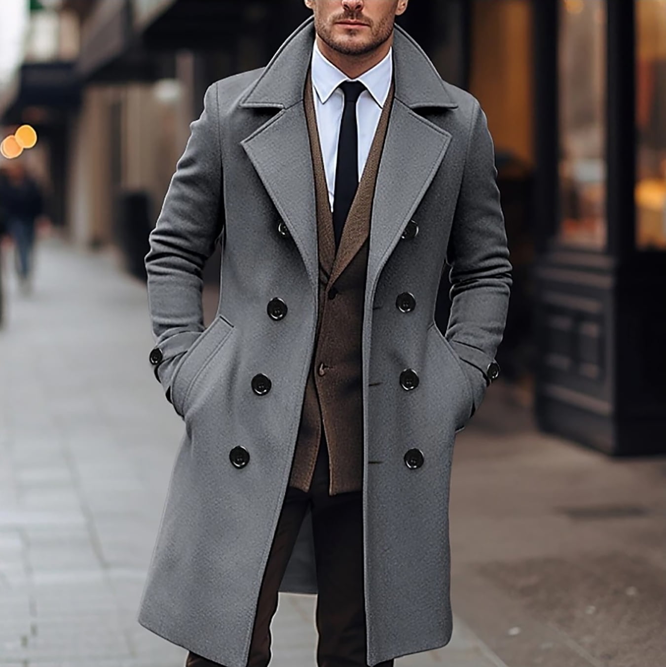 Autumn and winter men‘s woolen coat casual and fashionable double ...