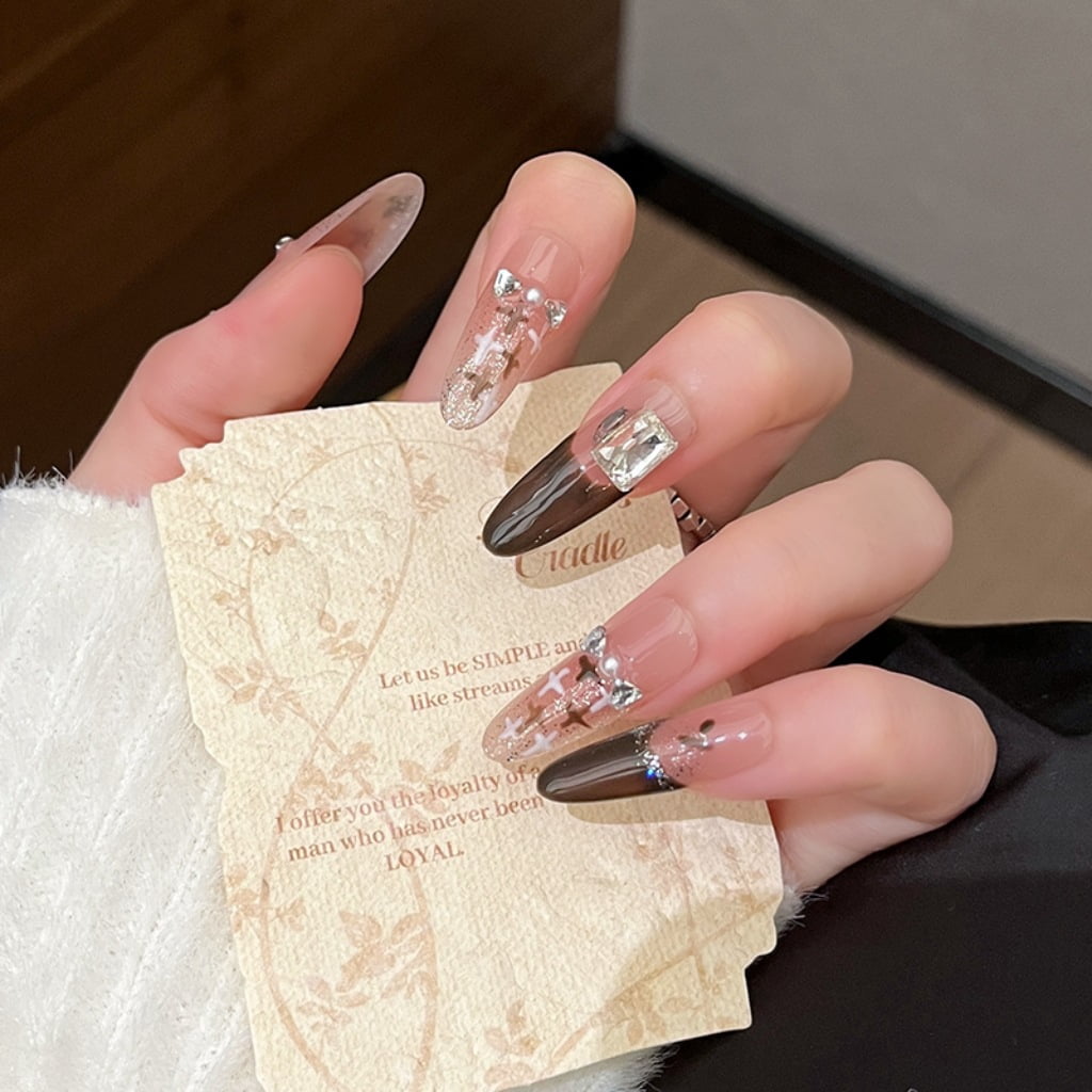 Autumn and winter new Maillard pure hand-worn nail piece, advanced ...