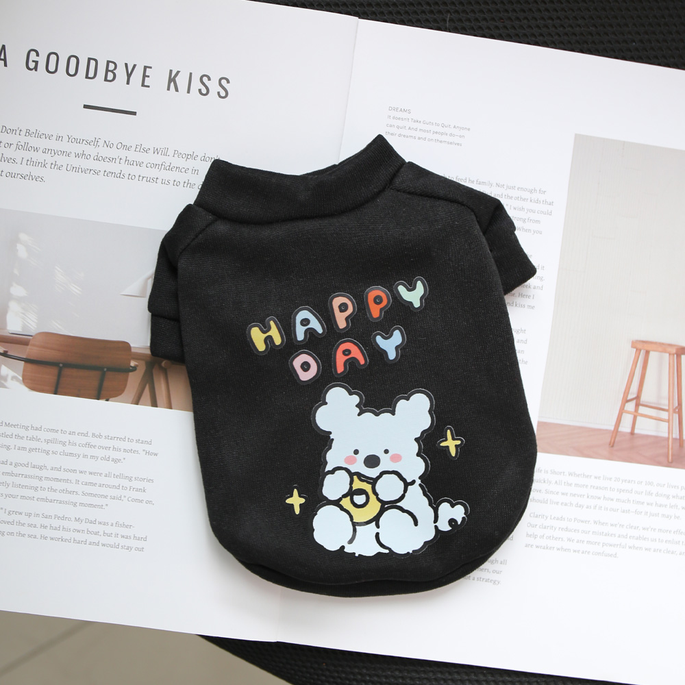 Autumn and winter pet clothes cute little dog cartoon round neck hoodie ...