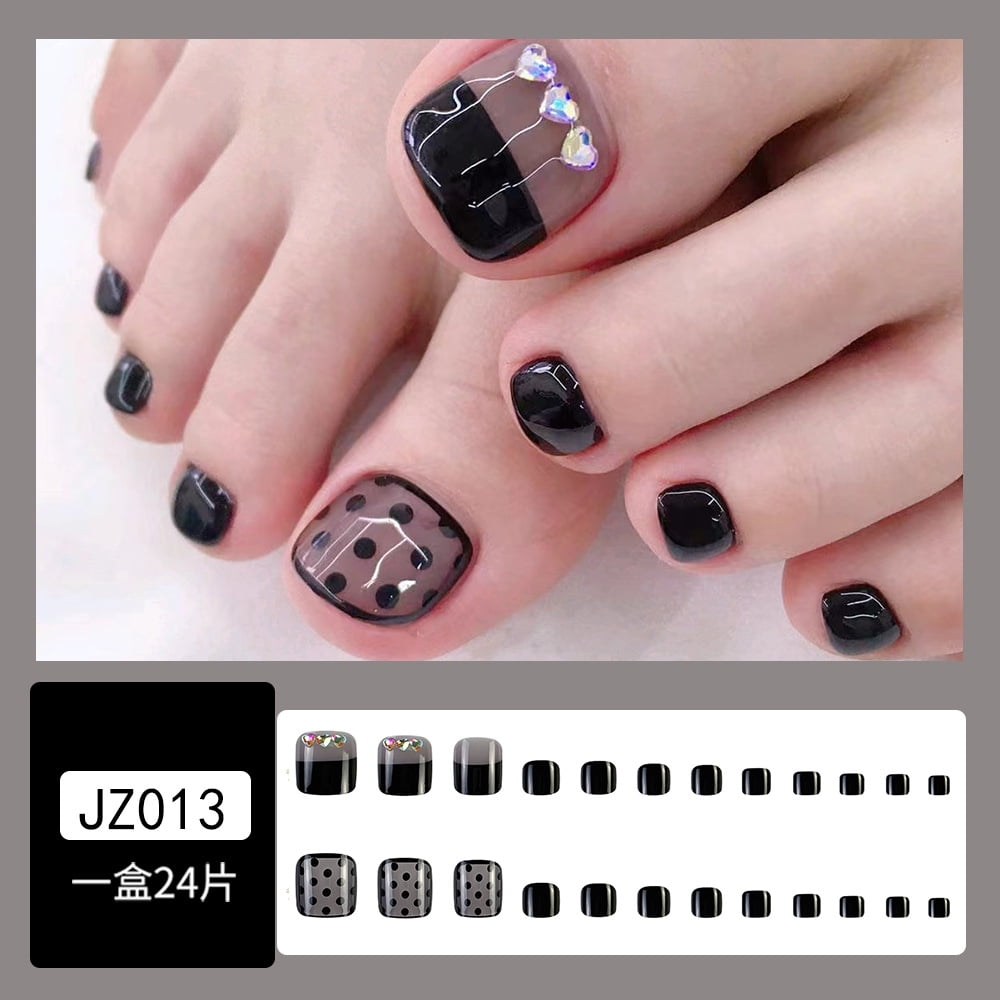Autumn and winter toenail patches, colorful love rhinestone toenail ...