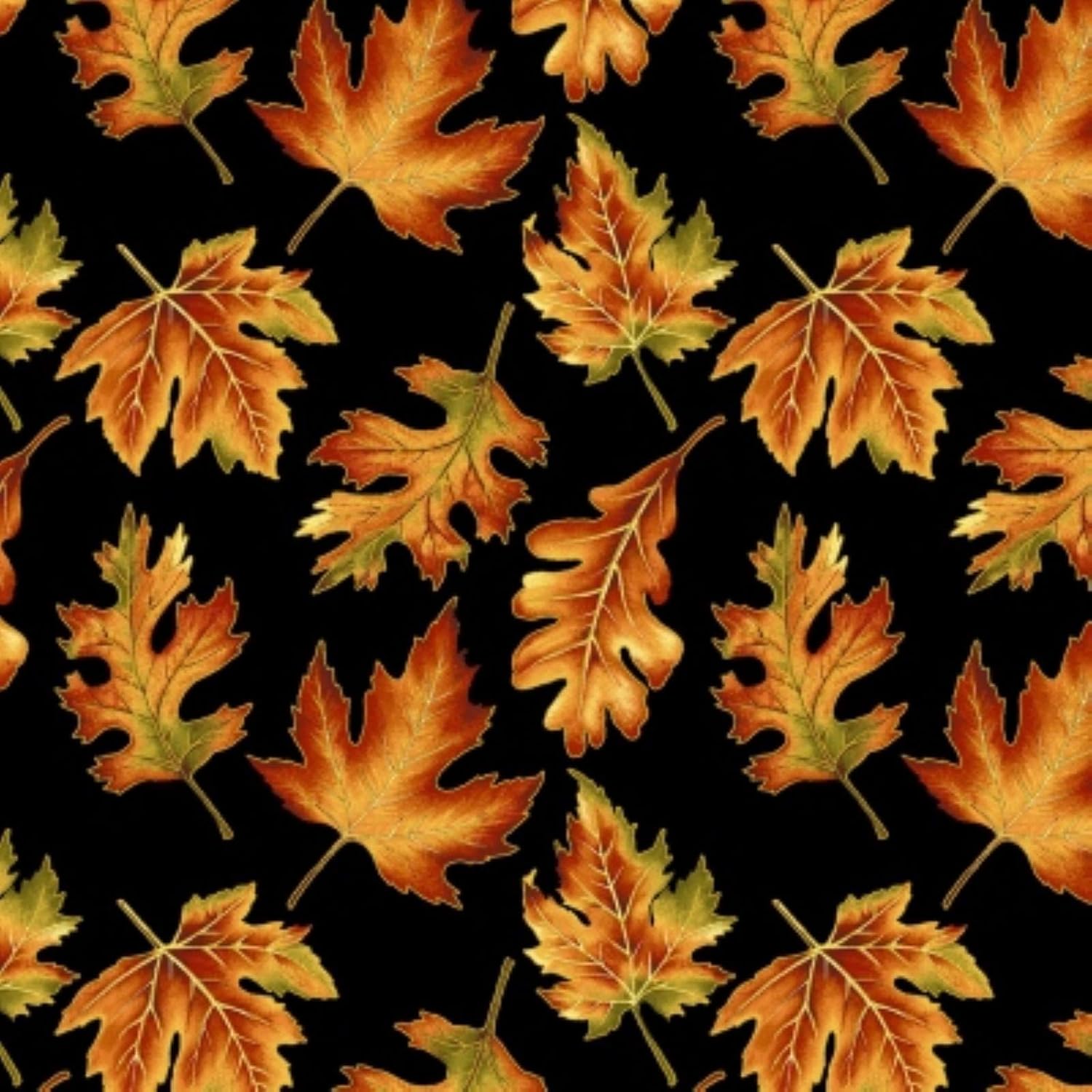 Autumn by Jackie 1670M 12 Black Autumn Leaf w/Metallic BTY - Walmart.com