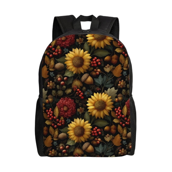Autumn floral pattern Backpack with 15 Inch Laptop Compartment,Water ...