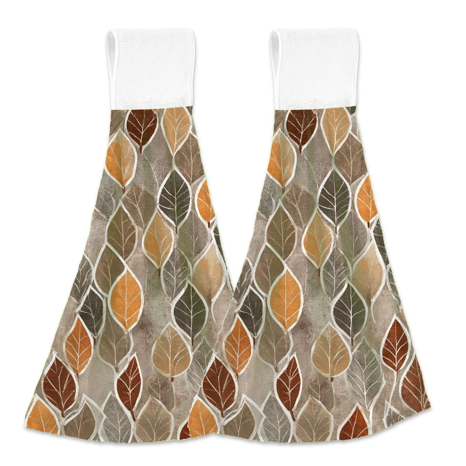 Autumn leaf pattern design art Hanging Kitchen Hand Towels Sets with ...