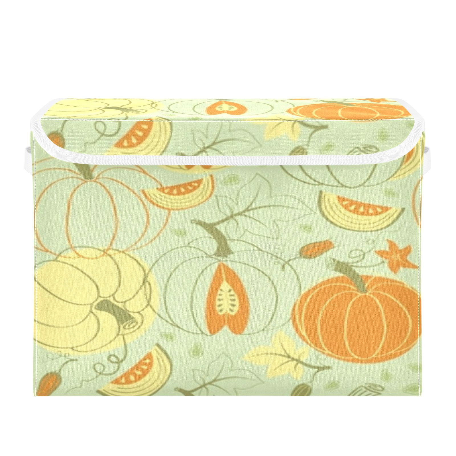 Autumn pumpkin seamless pattern Foldable Kids Toy Chest with Flip-Top ...