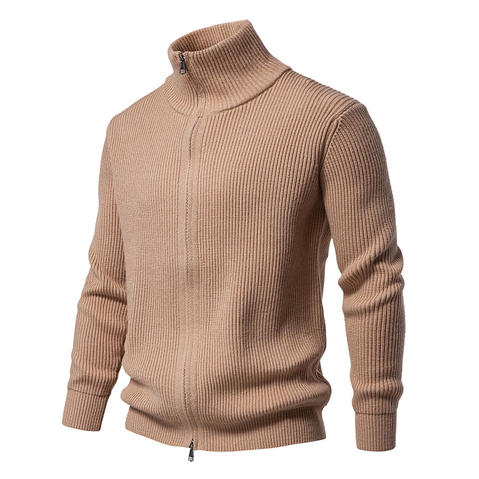 Autumn/winter Men's Sweater Turtleneck Double Zip Sweater Knit Cardigan ...