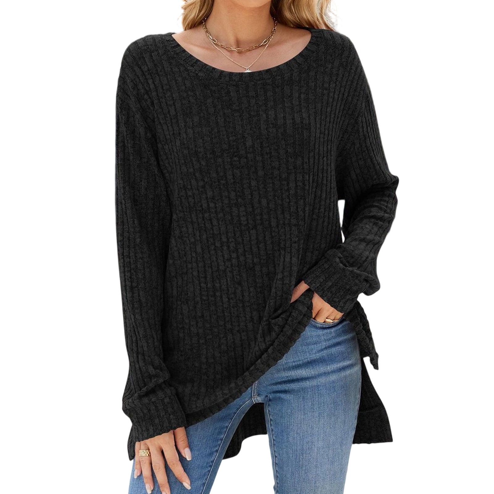 Autumn women's loose-fit straight-hem long top - Walmart.com