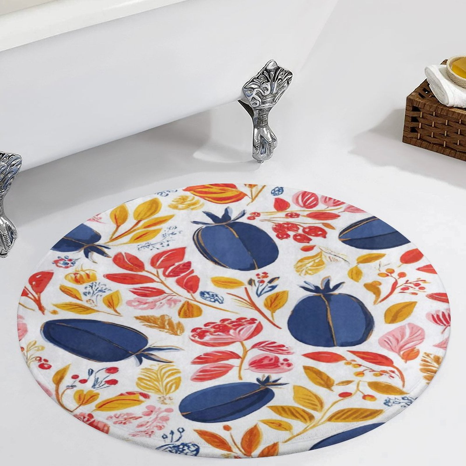 Autumnal Fruit Floral Seamless Pattern Round Carpet Circle Rug Outdoor ...