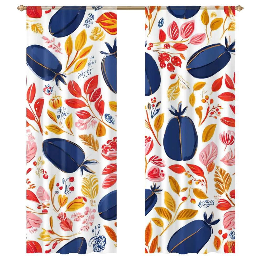Autumnal Fruit Floral Seamless Pattern Sheer Voile Curtain Window Tulle ...