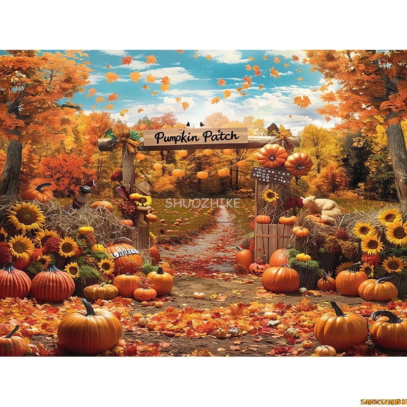 Autumnal Pumpkins Farm Photography Backdrops Props Hallowe Fall Field ...