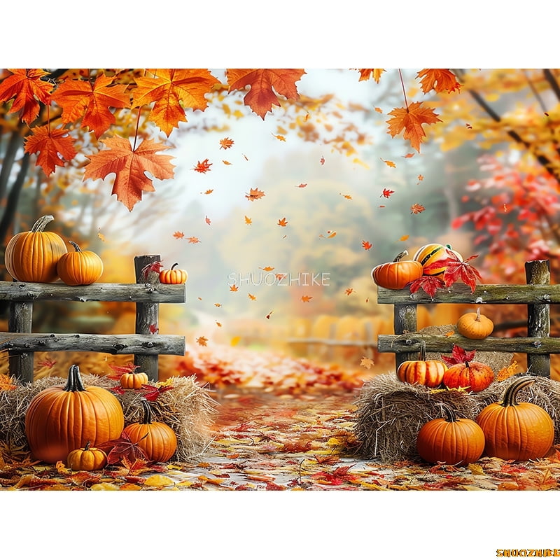 Autumnal Pumpkins Farm Photography Backdrops Props Hallowe Fall Field ...