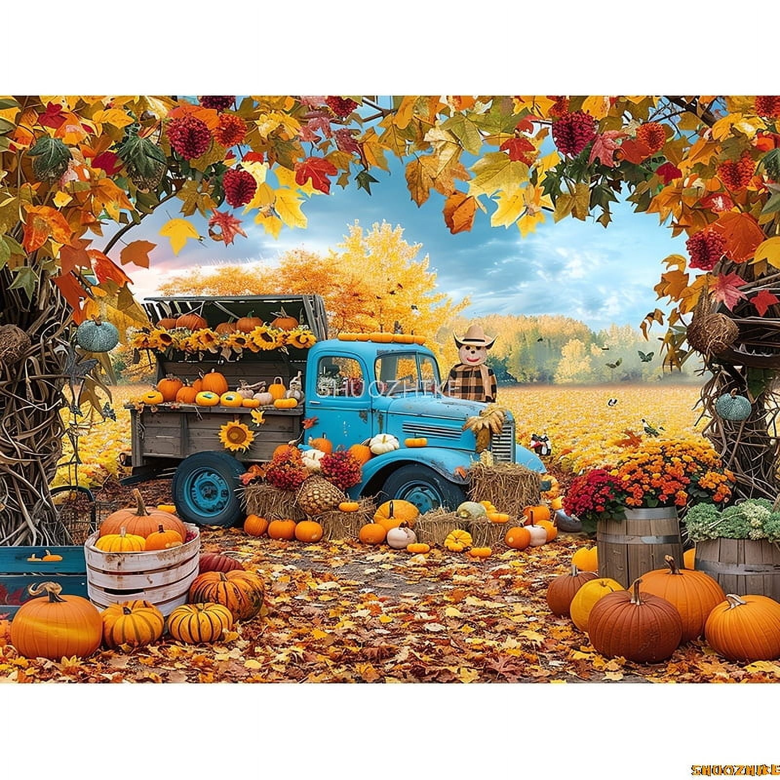 Autumnal Pumpkins Farm Photography Backdrops Props Hallowe Fall Field ...