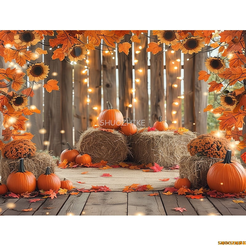Autumnal Pumpkins Farm Photography Backdrops Props Hallowe Fall Field ...