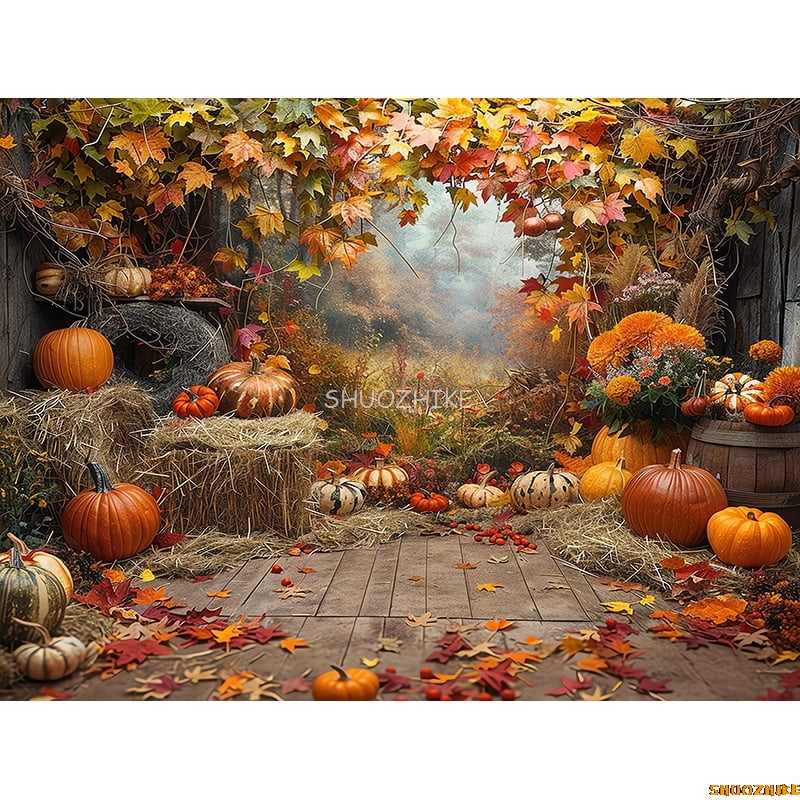 Autumnal Pumpkins Farm Photography Backdrops Props Hallowe Fall Field ...
