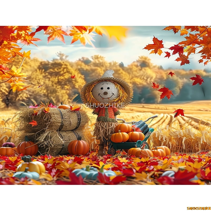 Autumnal Pumpkins Farm Photography Backdrops Props Hallowe Fall Field ...