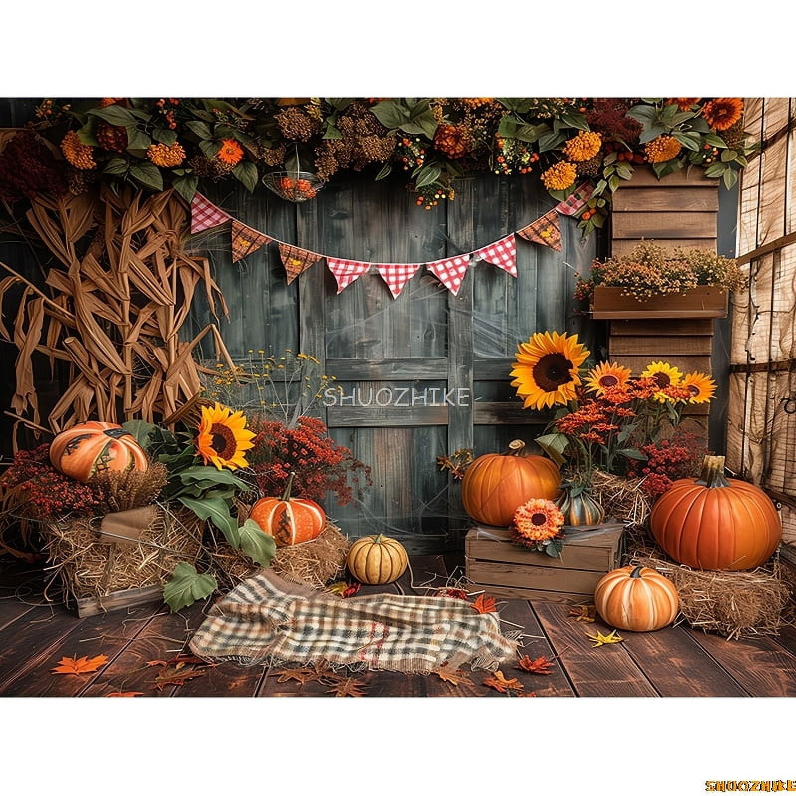 Autumnal Pumpkins Farm Photography Backdrops Props Hallowe Fall Field ...