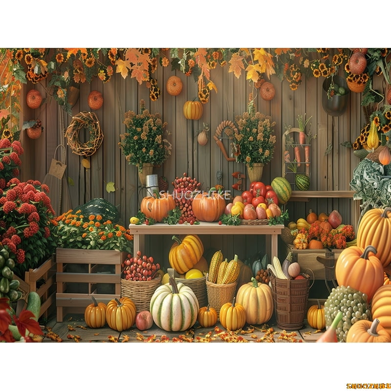 Autumnal Pumpkins Farm Photography Backdrops Props Hallowe Fall Field ...