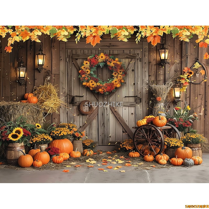 Autumnal Pumpkins Farm Photography Backdrops Props Hallowe Fall Field ...