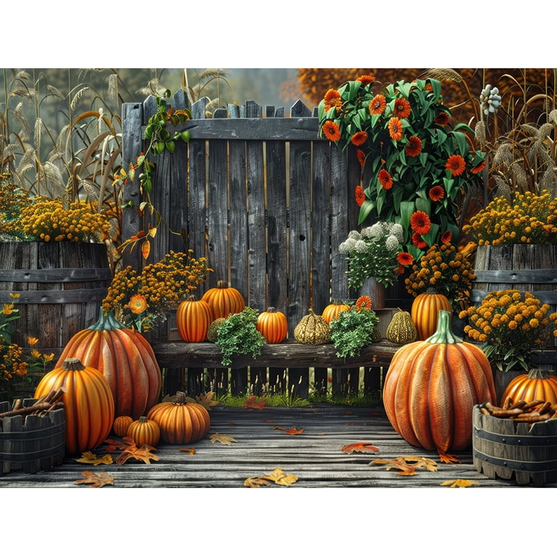 Autumnal Pumpkins Farm Photography Backdrops Props Halloween Fall Field ...