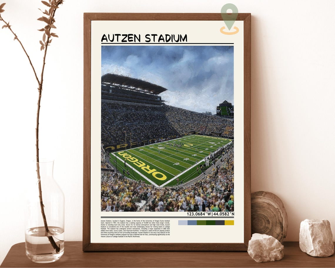 Autzen Stadium Print, Autzen Stadium Wall Art, Autzen Stadium Poster ...