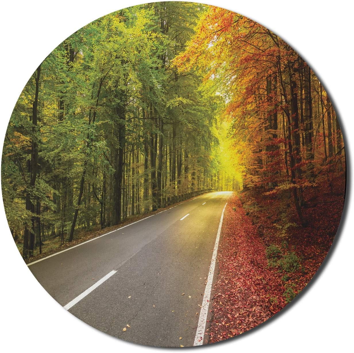 Auumn Mouse Pad for Compuers, Cozy Scene Road rees Warm Sunrays 2 a ...