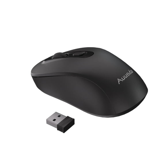 Auusda Wireless Mouse with USB Mini Receiver, Ambidextrous, Swift Gray, 2.4GHz, Compact Size ...