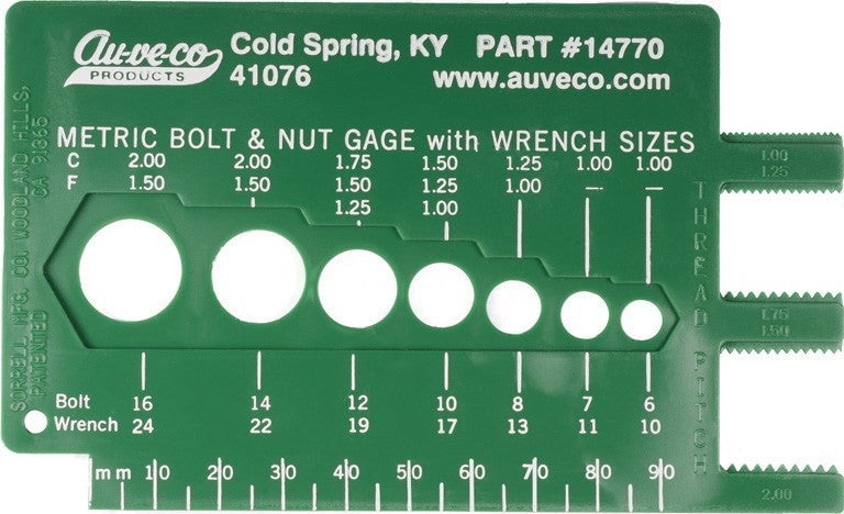 Auveco # 14770 Metric Bolt And Nut Gage. Qty 1. - Walmart.com