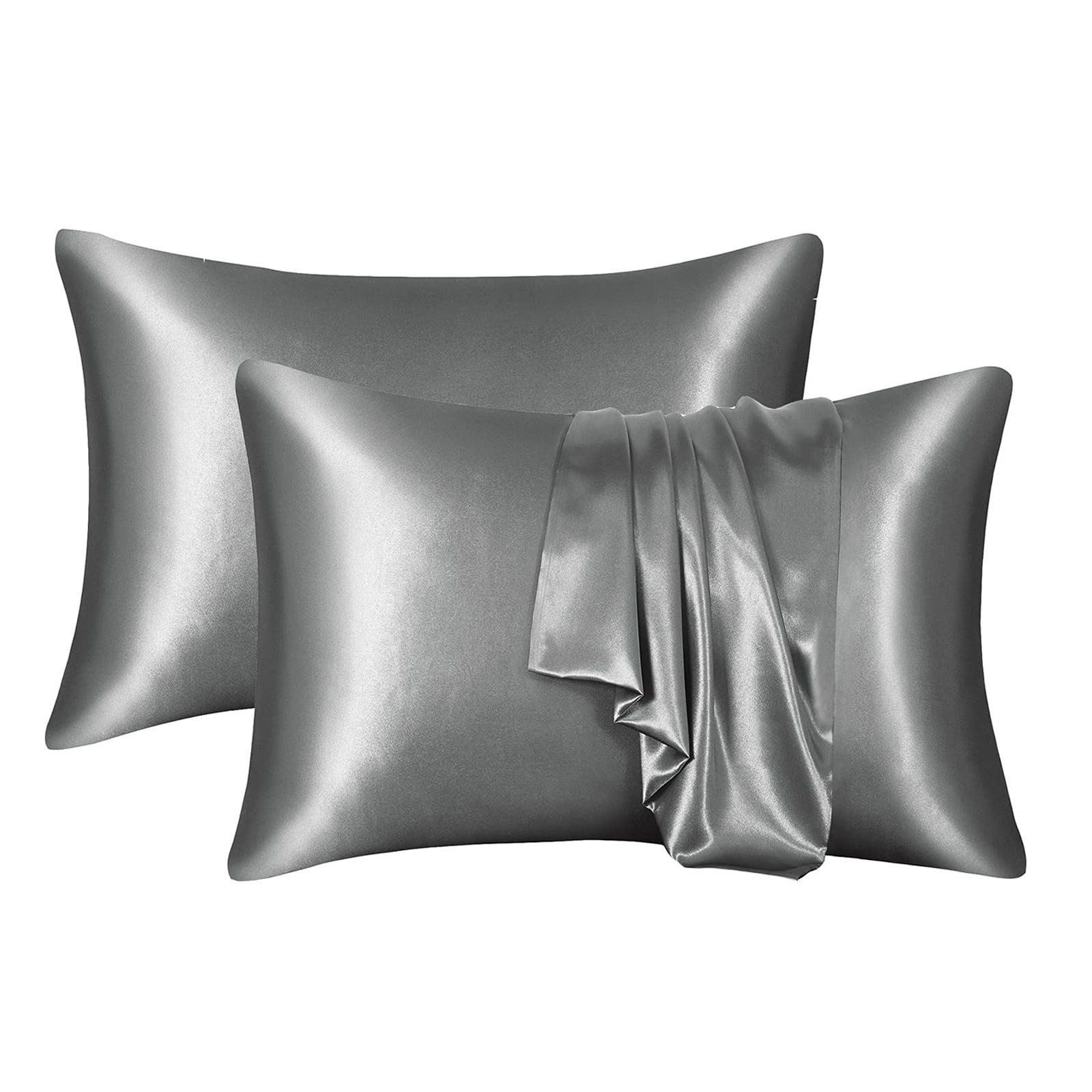 Auvideal Pillow Covers Dark Gray Silk Pillowcase for Hair and Skin ...