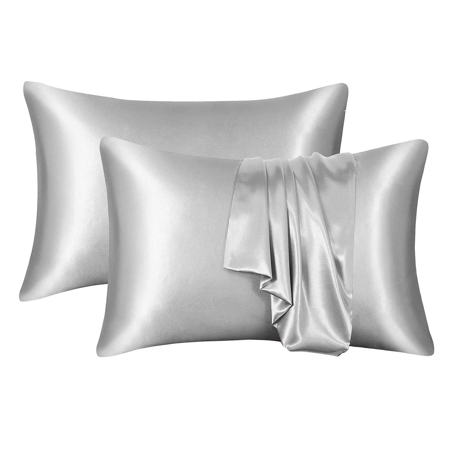 Auvideal Pillow Covers Light Gray Silk Pillow Cases Set of 2 Satin ...