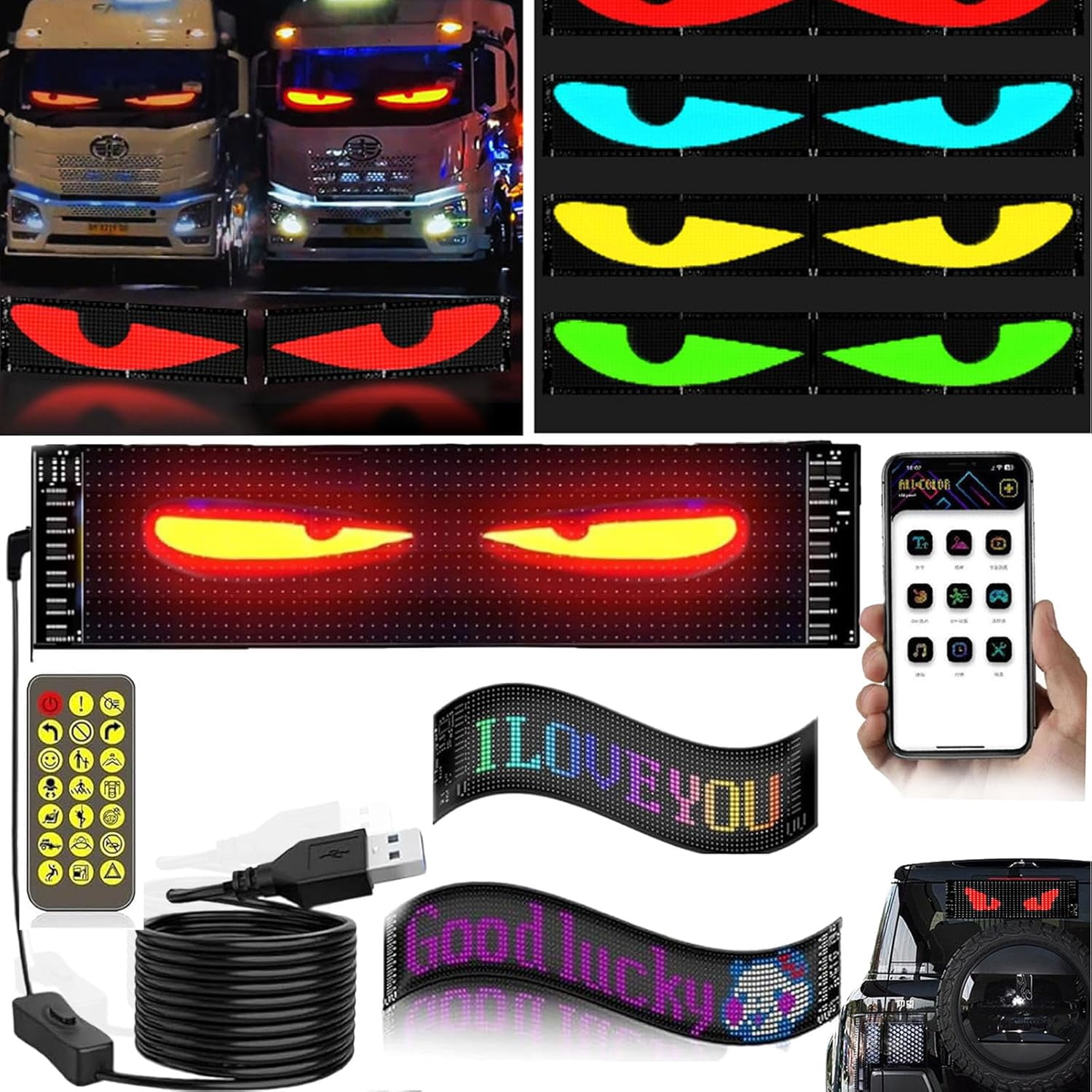 Colorful LED Eye Lamp for Car Windows & Semi Truck Windshields ...