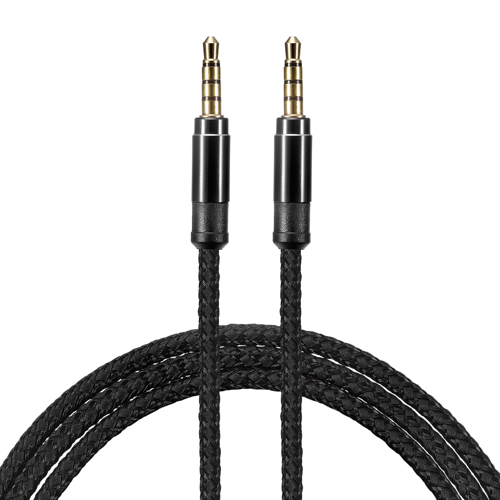 Aux Cable 3.5mm Male to Male Nylon Braided 5Ft 4 Pole Hi-Fi Stereo ...