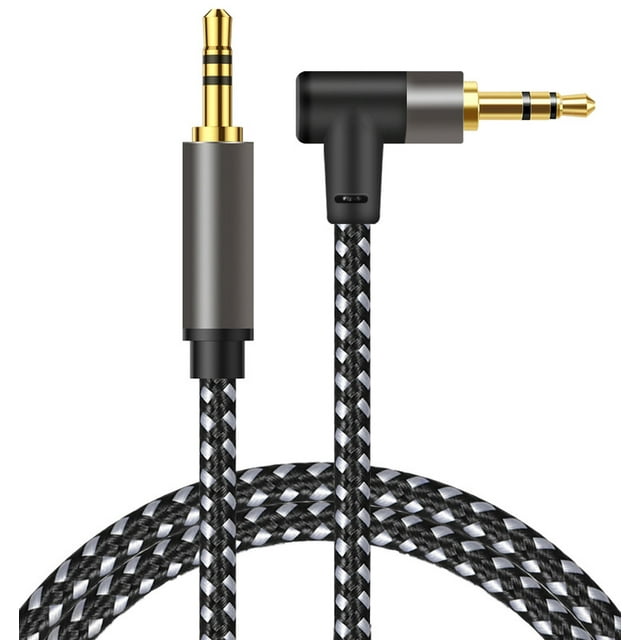 Aux Cord 20FT,Braided 90 Degree Right Angle 3.5mm(1/8" TRS) Male to ...