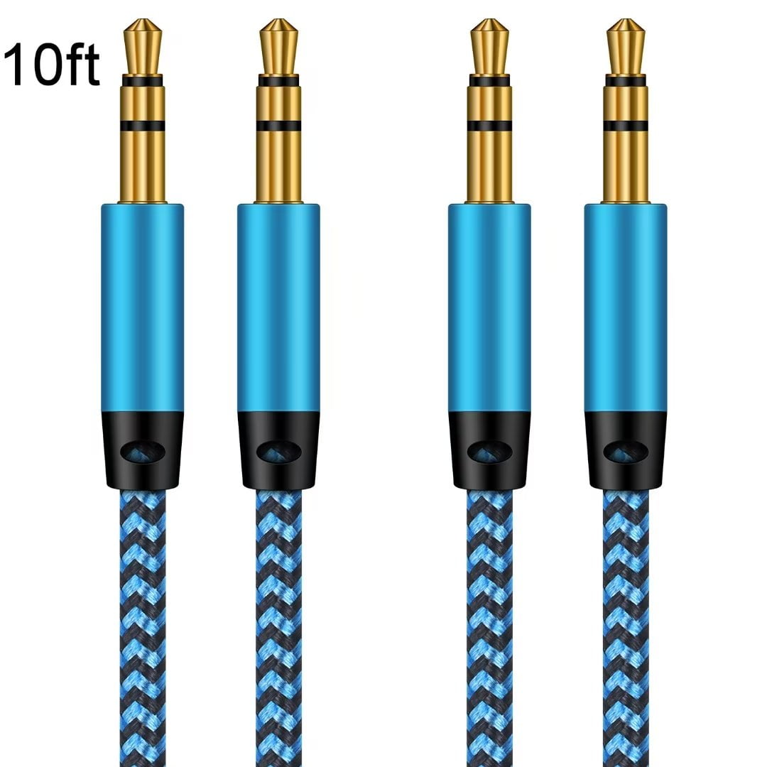 AILKIN 2-Pack 10ft Aux Cords, 3.5mm Male-to-Male, for iPhone, iPod, Car ...