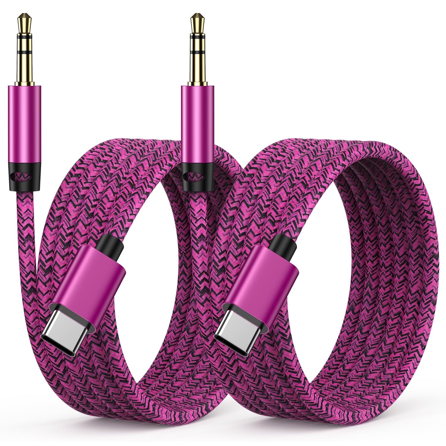 Aux to USB C,ABCPOW 2PACK Aux Cord to Type C USB C to 3.5mm Aux Adapter ...