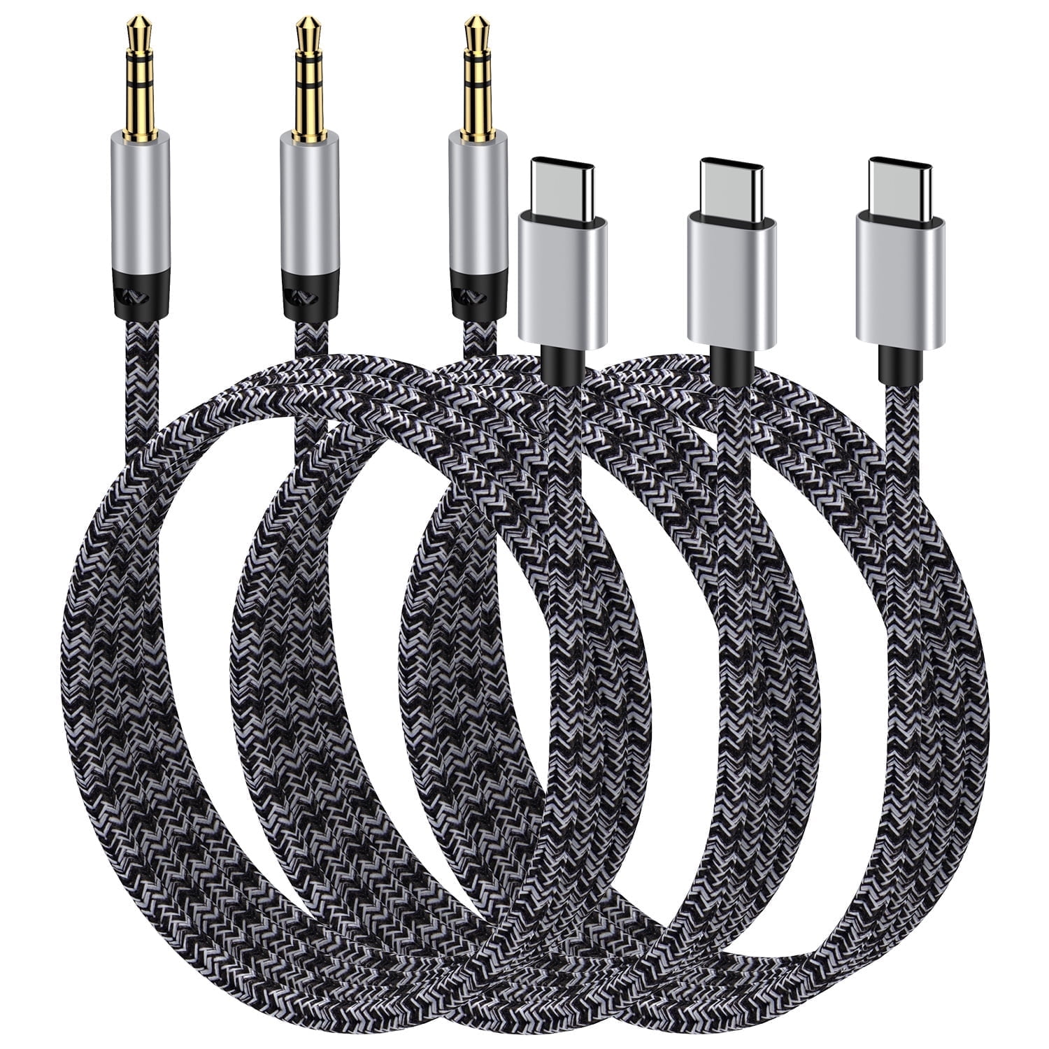 Aux to USB C,AbcPow 3PACK Aux Cord to Type C USB C to 3.5mm Aux Adapter Male Aux Cord Jack Cable ...