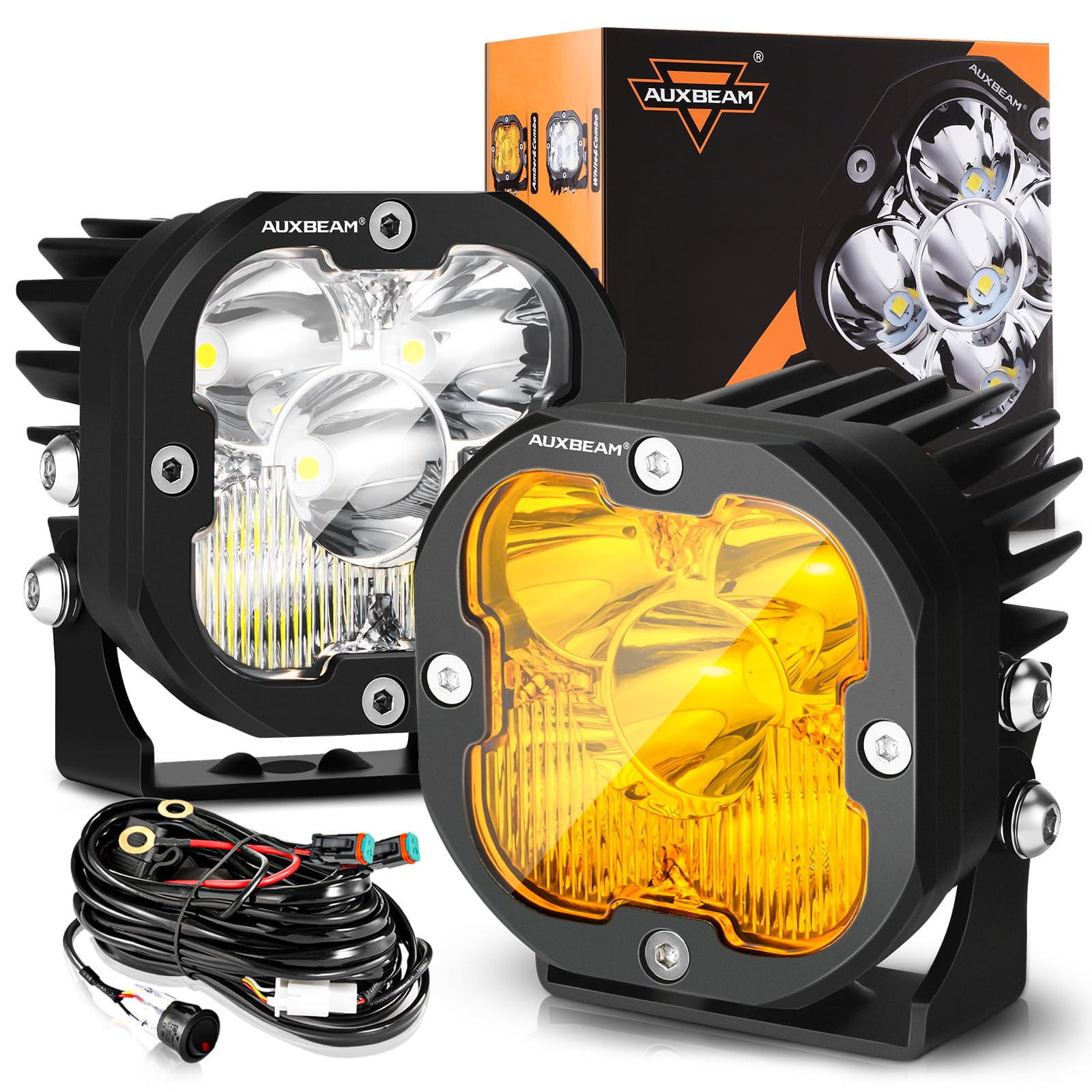 Auxbeam 3 inch Led Pods Amber Fog White Off Road Driving Light XP-Ultra ...