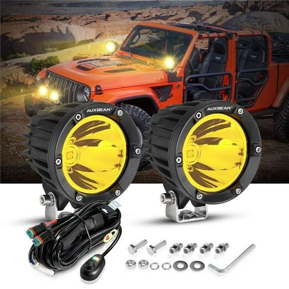 Auxbeam ZD000669 4 Inch 100W Spot Round LED Pods Amber LED Driving ...