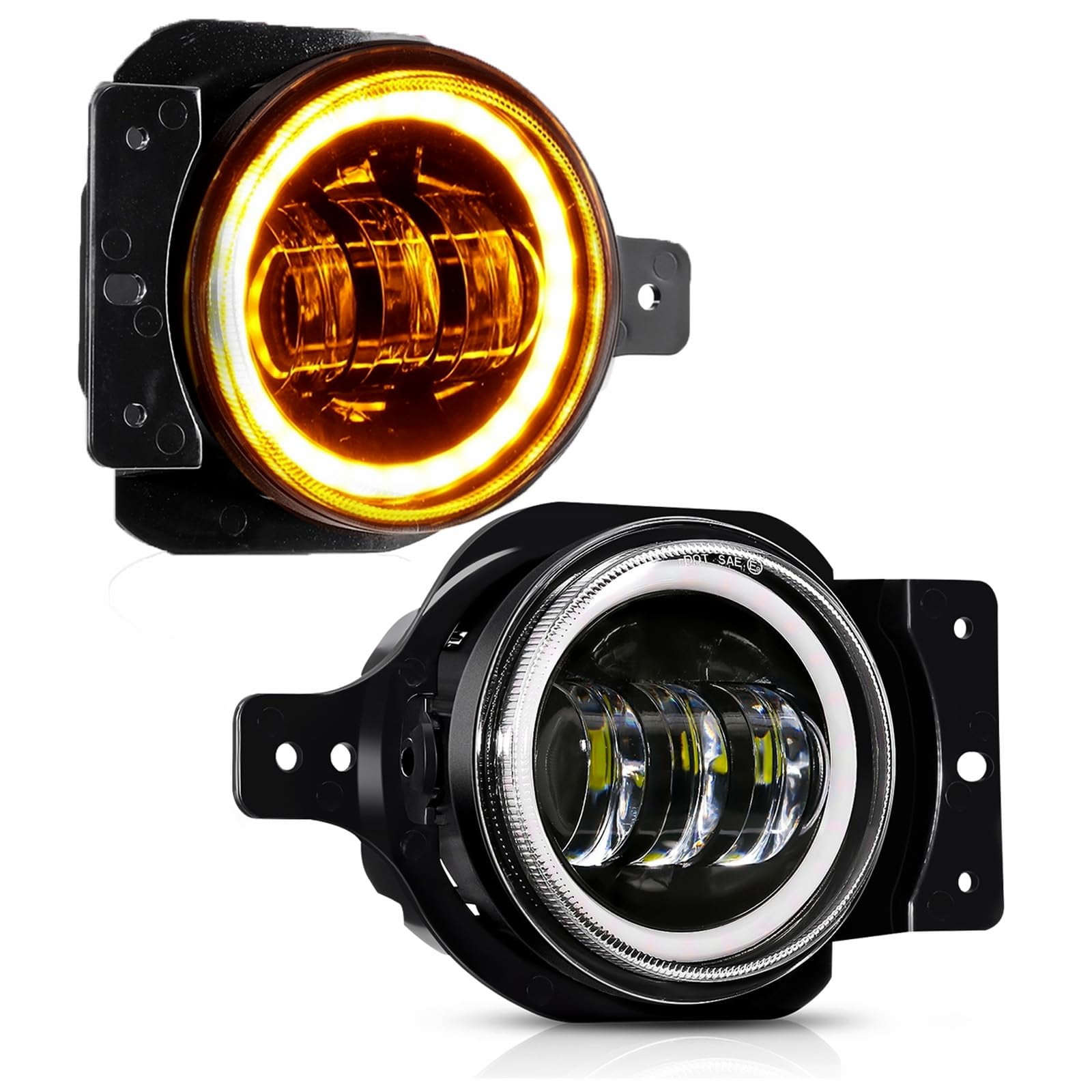 Auxbeam 4 Inch LED Fog Lights for 2007-2018 Jeep Wrangler JK JKU, 30W Round Fog Lights with Halo ...