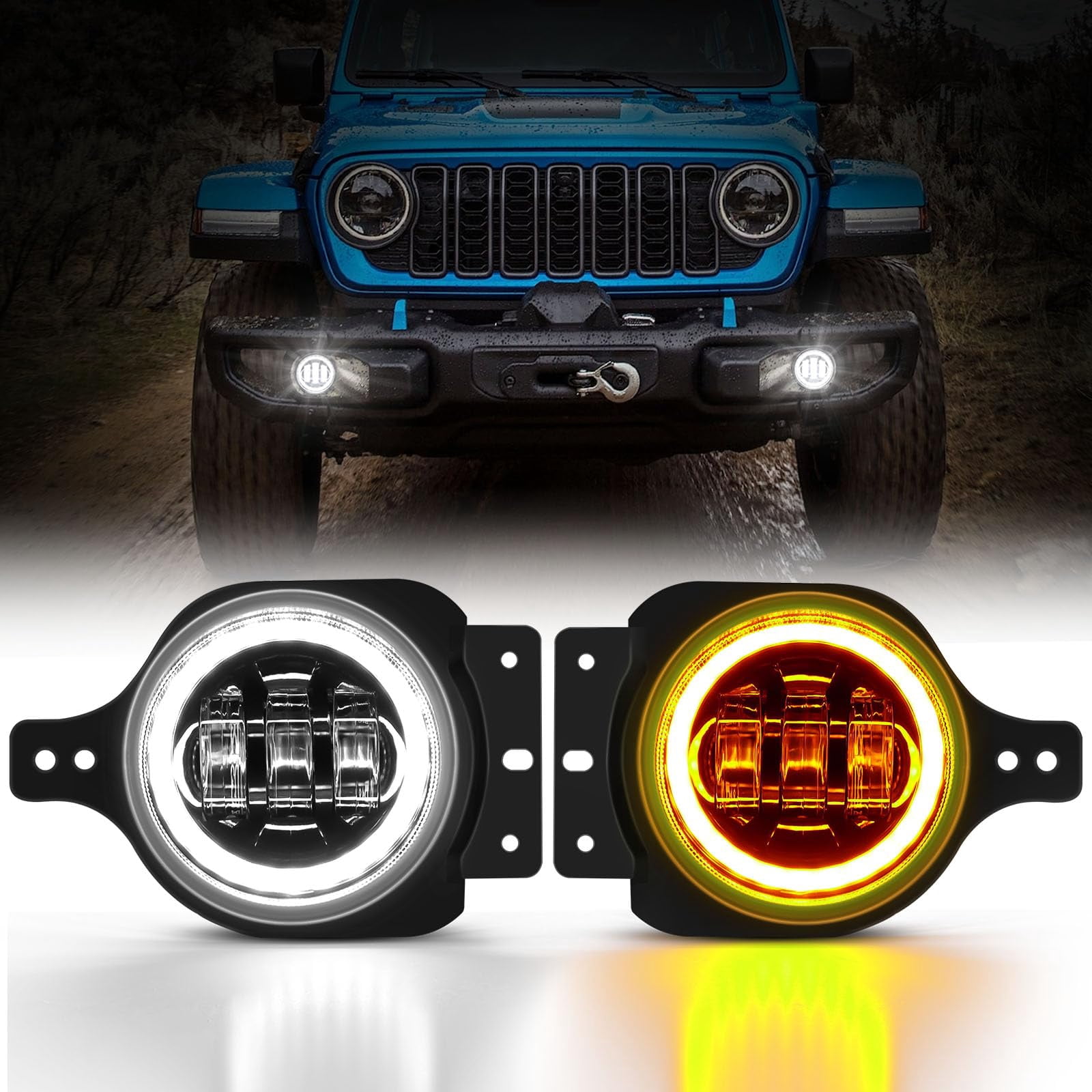 Auxbeam 4 Inch LED KEF16 Fog Lights for Wrangler JL JLU Unlimited Sport ...