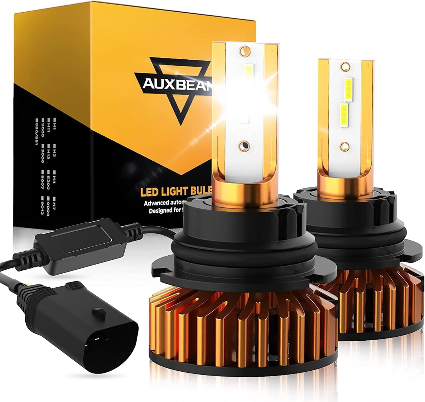 Auxbeam F2 Series 9007 LED Headlight Bulb, 52W, 6500K Cool White ...