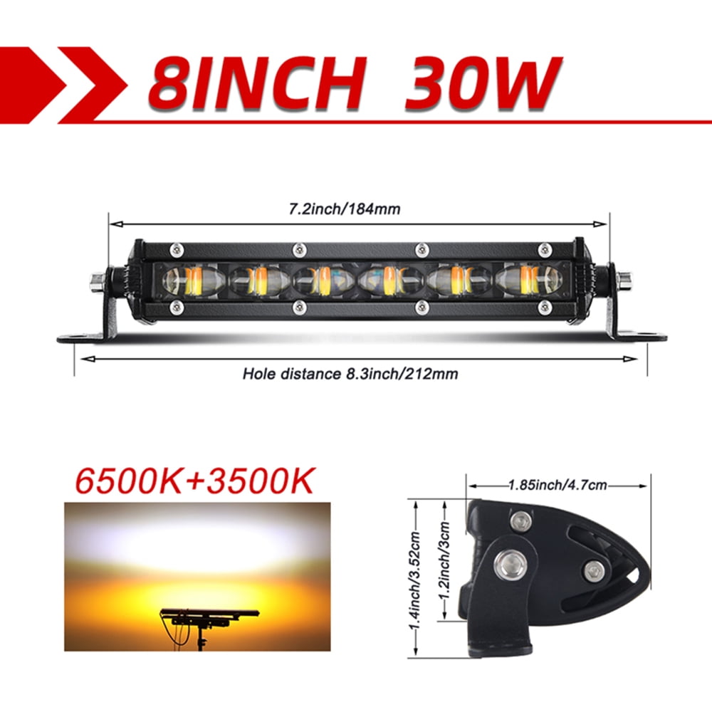 Auxiliary waterproof bar lights White Yellow 4x4 off road led bar slim 6D lens Off Road Work ...