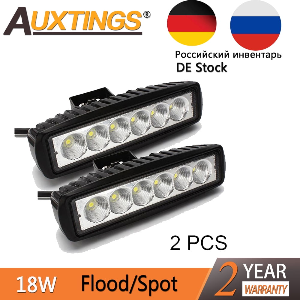 Auxting 2pcs 18W 12V LED Work Light Bar Spot light Flood Lamp Driving Fog Offroad LED Work Car ...