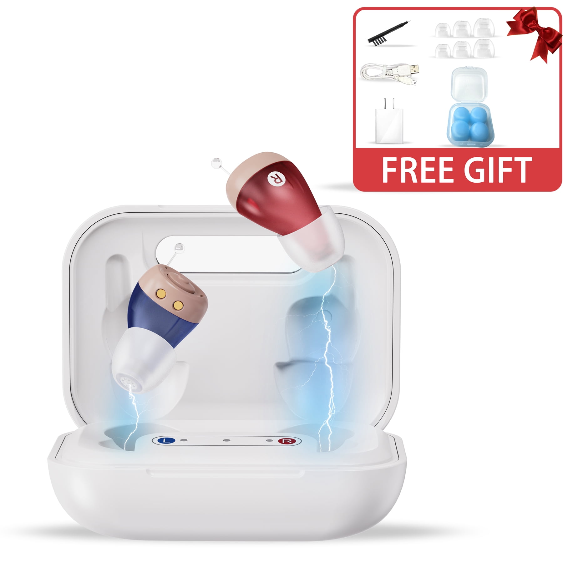 AuyeeSnc ITE Hearing Aids for Seniors, Rechargeable Digital Hearing ...