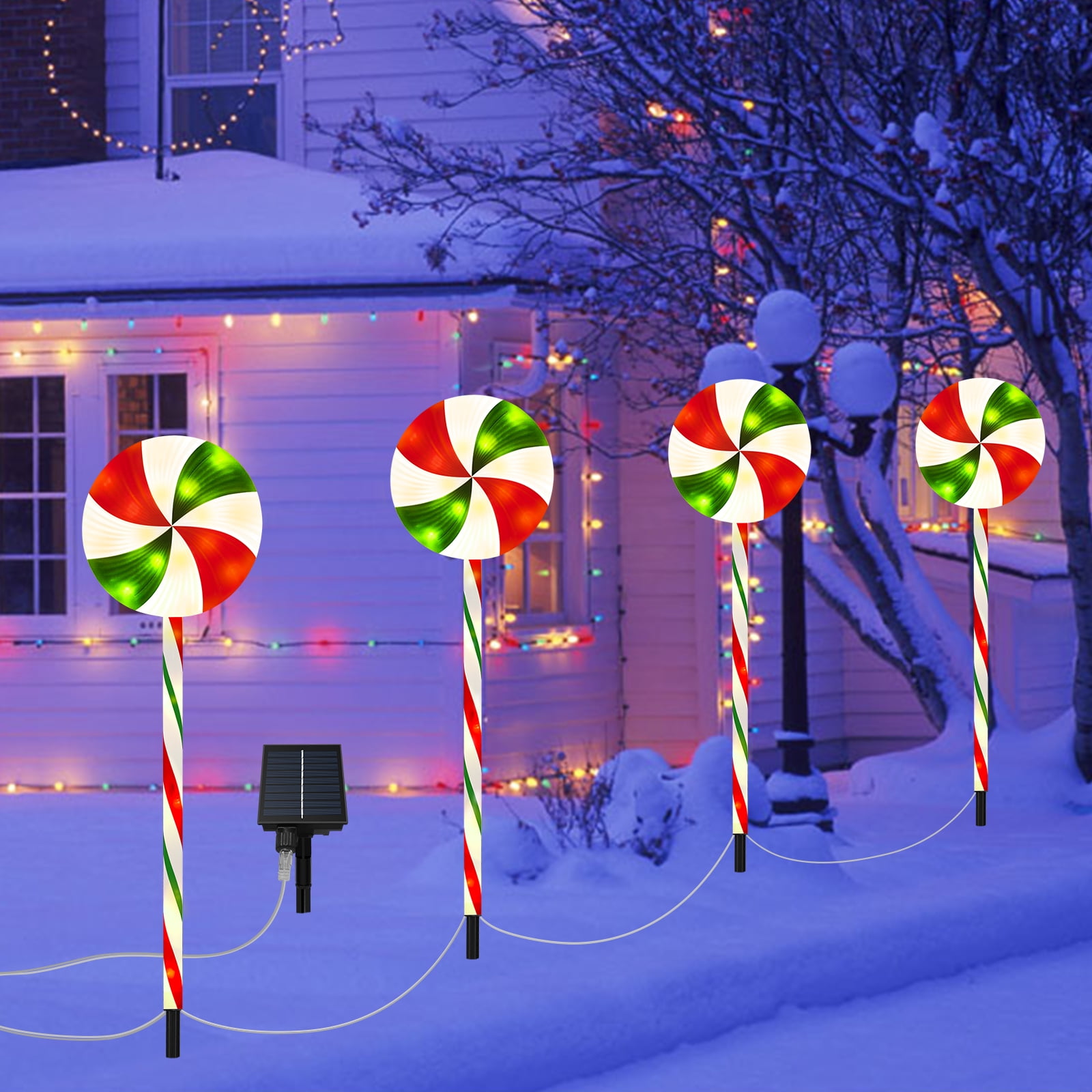 Auzev LED Christmas Lollipop Pathway Lights, 8 Modes, Waterproof ...