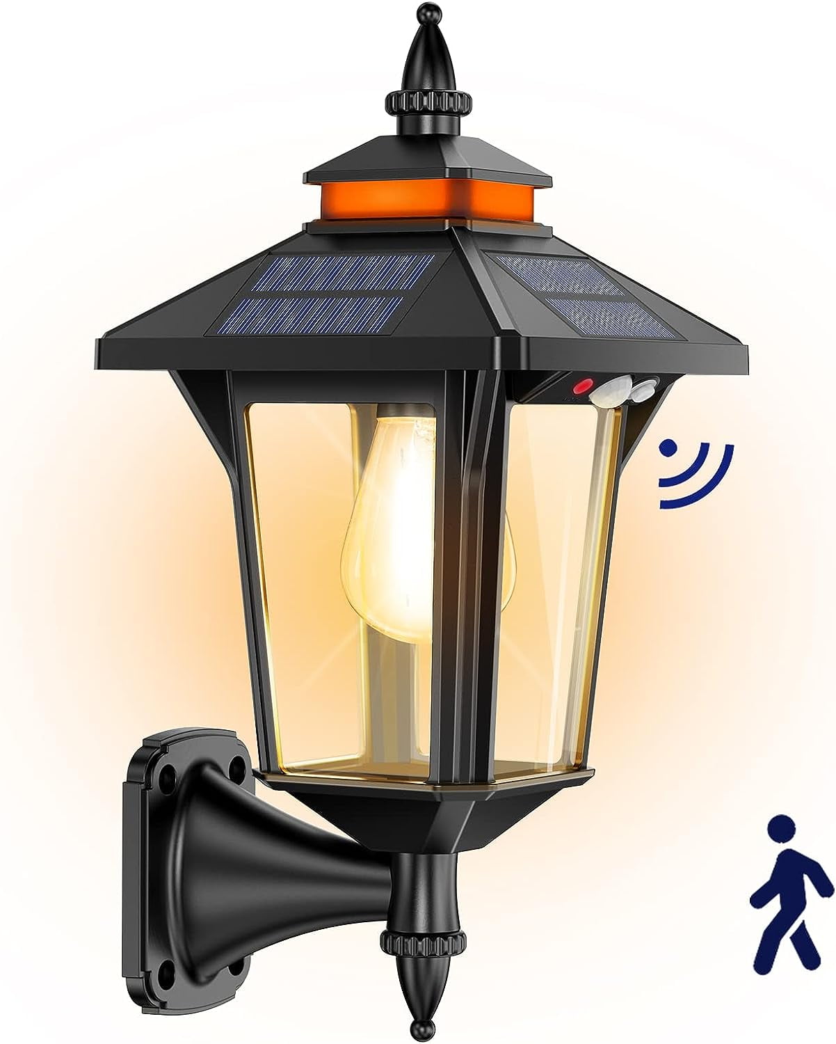 Auzev Solar Porch Light Outdoor with 3 Lighting Modes and Motion Sensor ...
