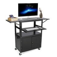 Extra Wide Steel Adjustable Height AV Cart With Pullout Keyboard Shelf ...