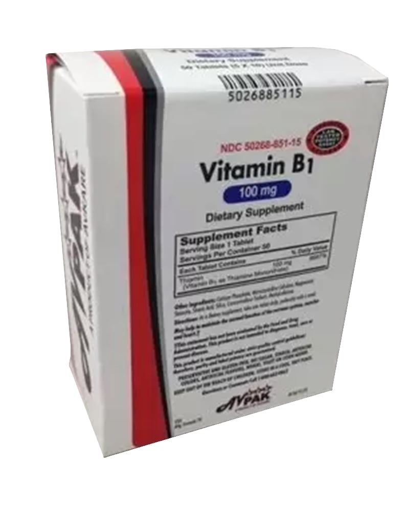 AvPak Vitamin B-1 Dietary Supplement, 100 mg - 100 Tablets - Walmart.com
