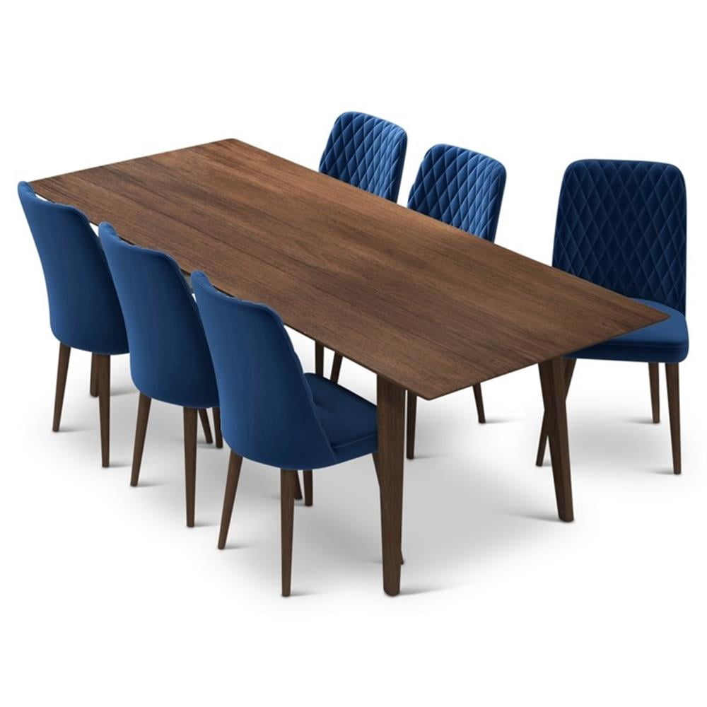 Ava 7-Piece Modern Solid Wood Dining Room Table and Chair Set - Walmart.com