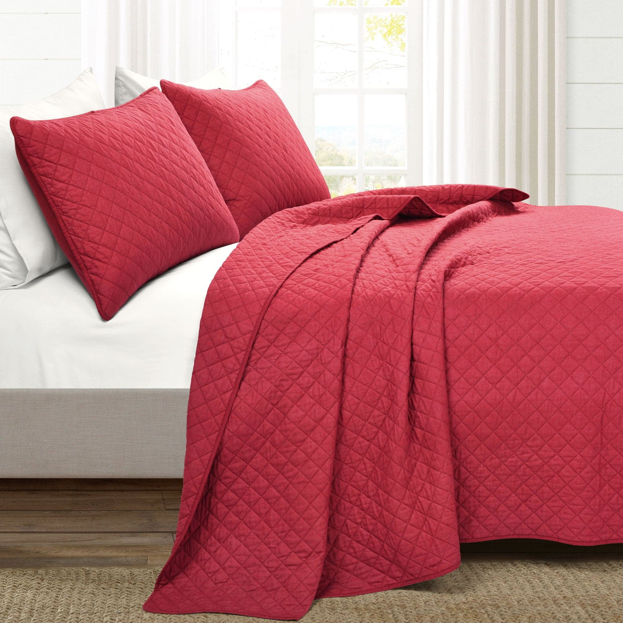 Ava Diamond Oversized 3 Piece Quilt Set by Lush Decor - Walmart.com